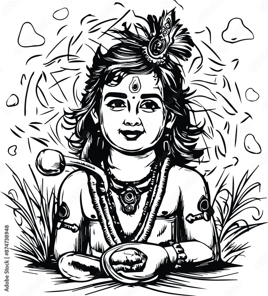 vector sketch hand drawn single line art coloring page line drawing ...