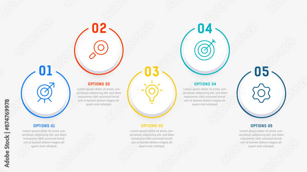 Five Step Infographic design element template for presentation. info ...
