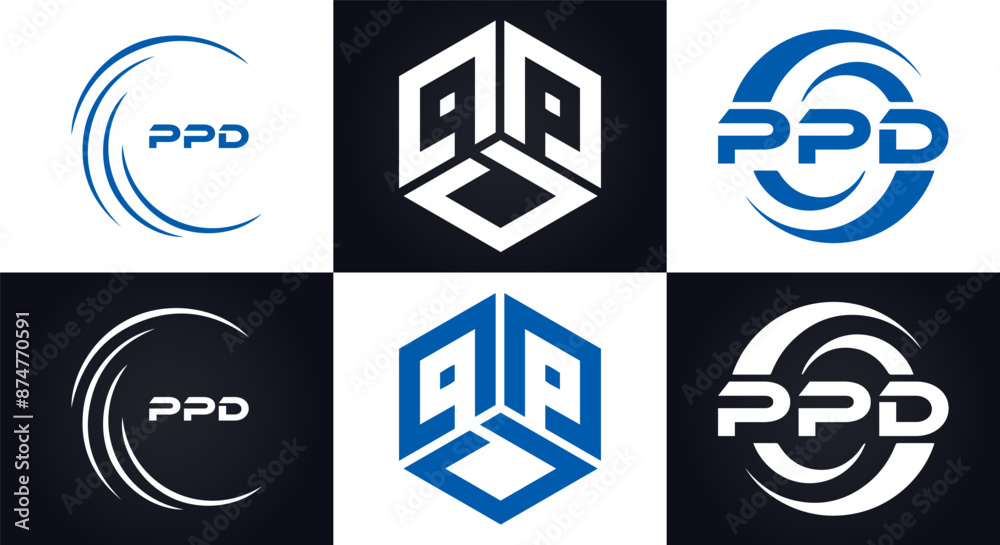 PPD logo. P P D design. White PPD letter. PPD, P P D letter logo design ...