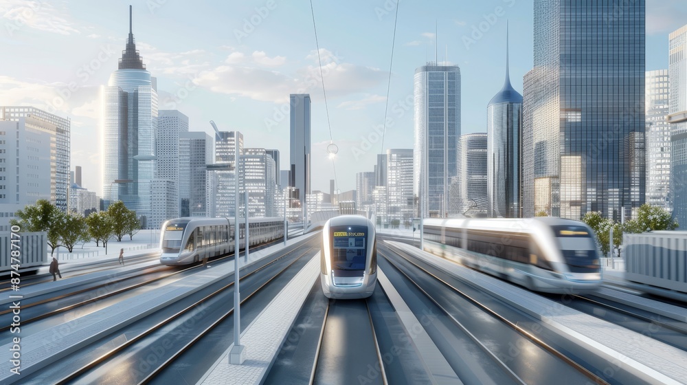Dynamic cityscape with various modes of transport, highlighting ...