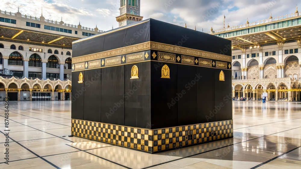 Sacred black cuboid structure in the center of the Masjid al-Haram that ...