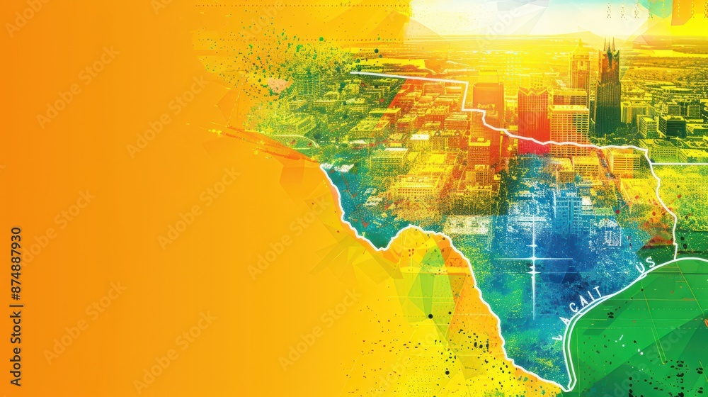 Vibrant and Colorful Map of Texas Highlighting Major Cities with ...