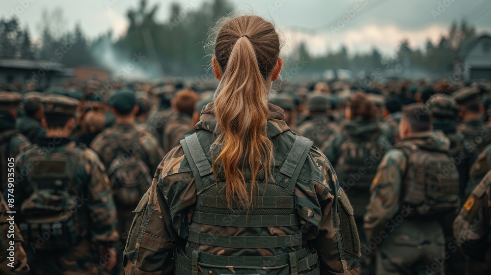 A collection of soldiers in military uniforms were in this large and ...