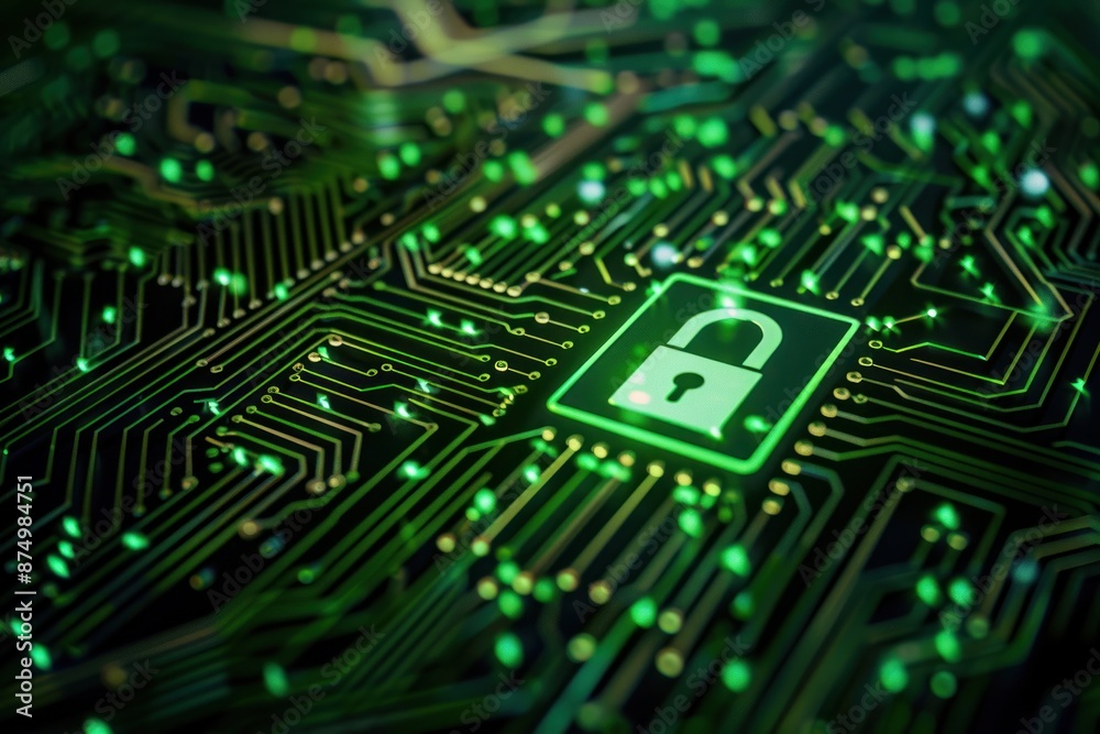 Cybersecurity banner, with green color tone Stock Photo | Adobe Stock