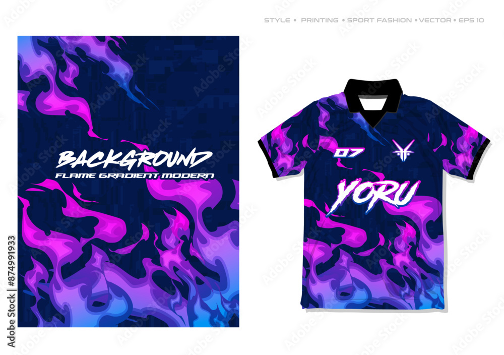 stripes striking purple fire flame sporty background sublimation jersey ...