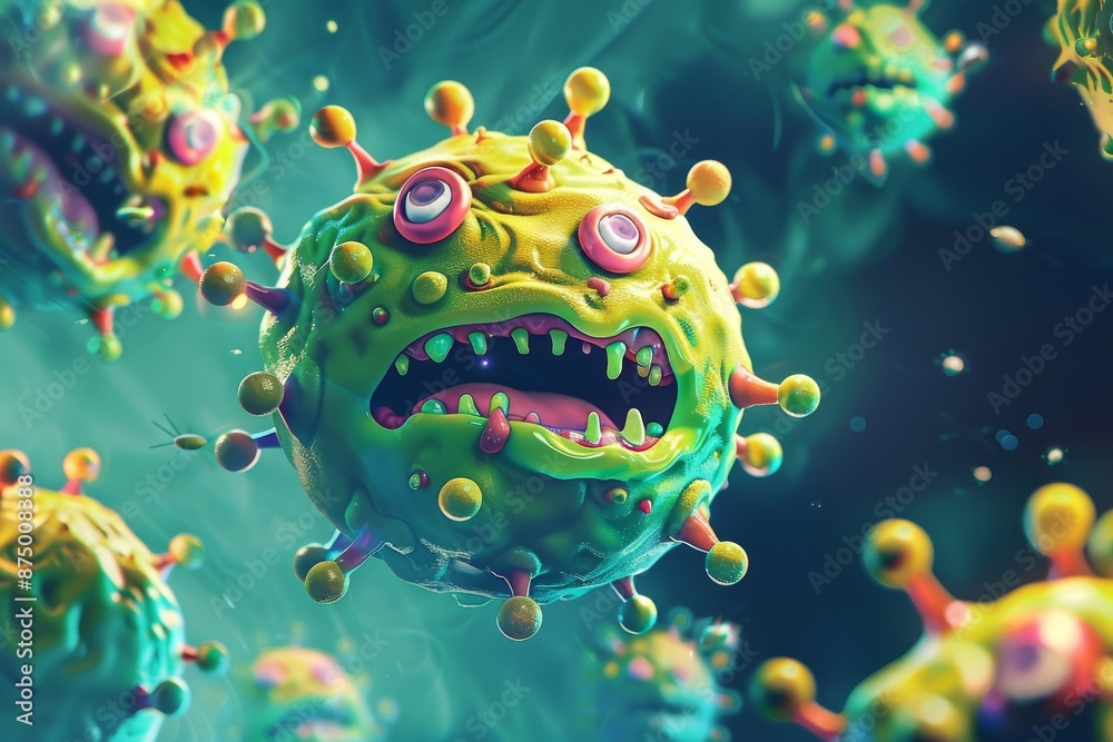 Virus. Computer virus, allergy bacteria, medical healthcare ...