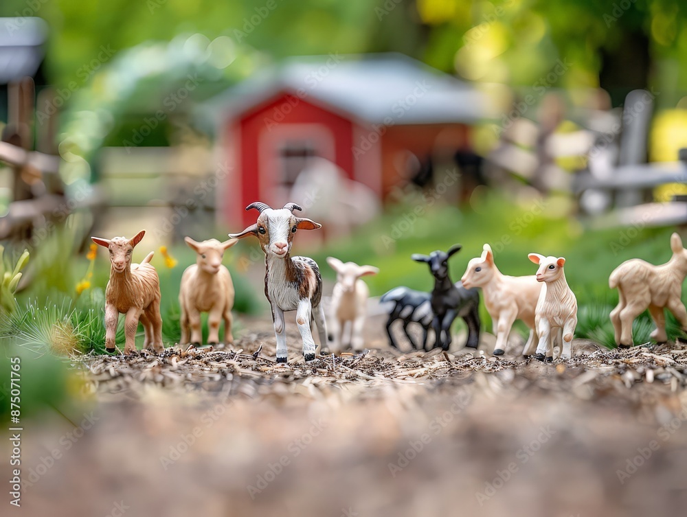 miniature petting zoo with tiny farm animals such as goats, sheep, and ...