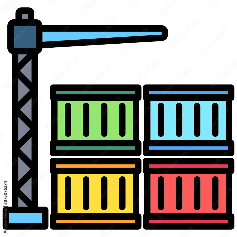 Container Yard lineal multi color icon, use for delivery, shipping ...