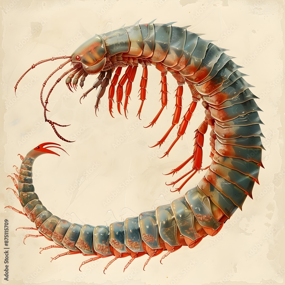 Detailed Anatomical of a Centipede s Intricate Segmented Structure with ...