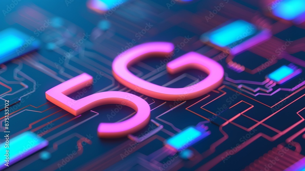 Futuristic 5G communication illustration with high-speed data transfer ...