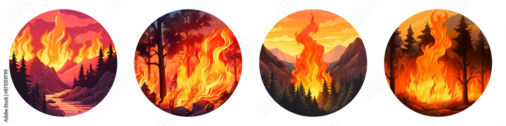 Wildfire clipart collection, symbol, logos, icons isolated on ...