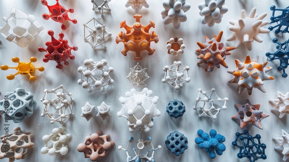 A high-resolution image of molecular models on a white background ...