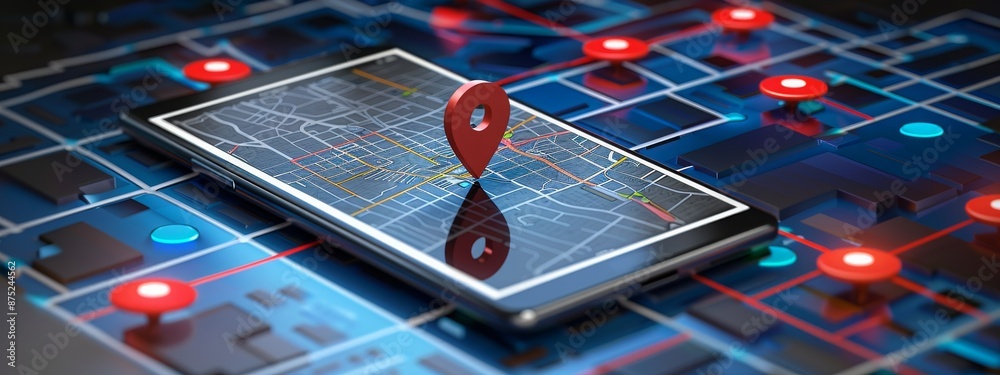 Geofencing Concept with Digital Map - Virtual Boundaries, Location Pin ...