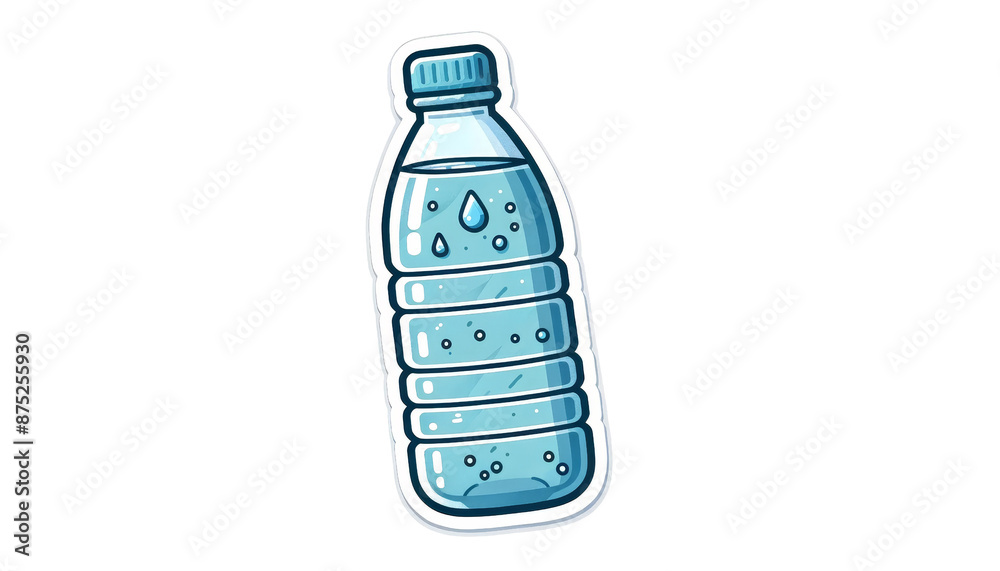 Cartoon Water Bottle Sticker Isolated on White Background, Png File ...