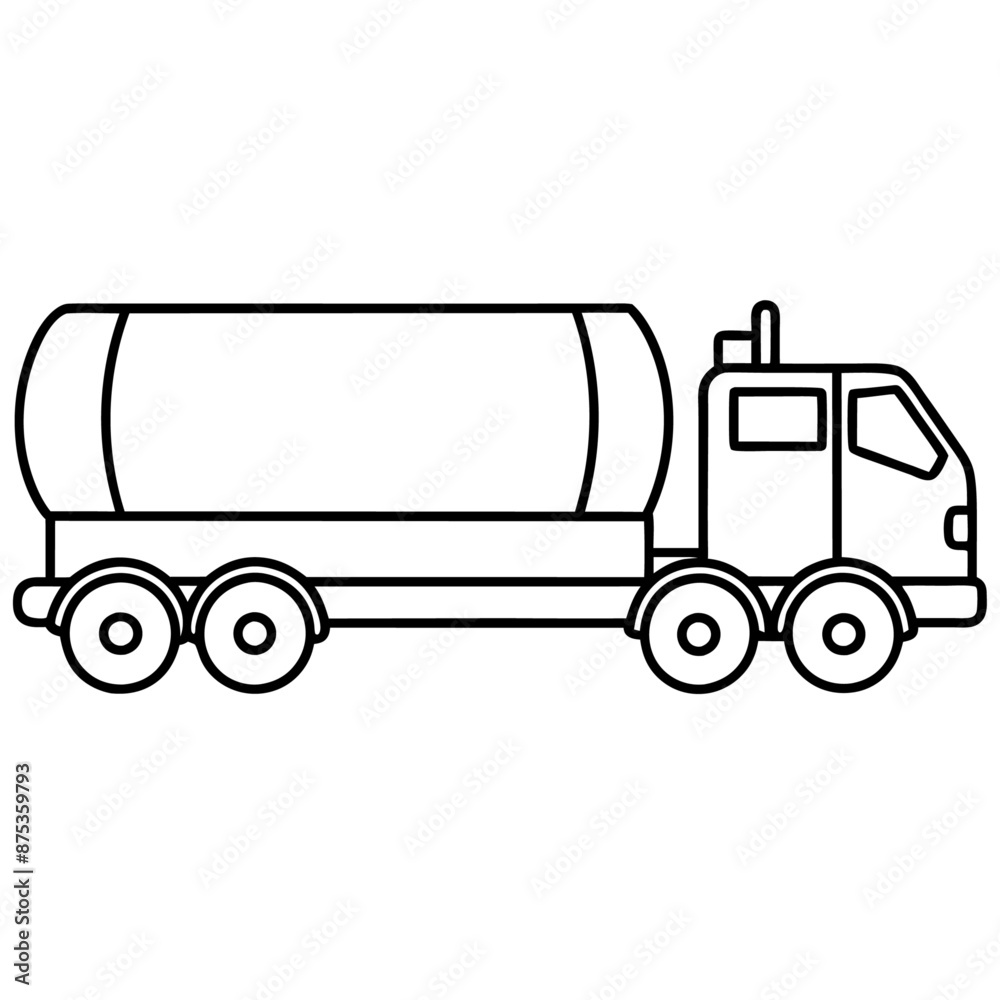 tanker truck outline coloring book page line art illustration digital ...