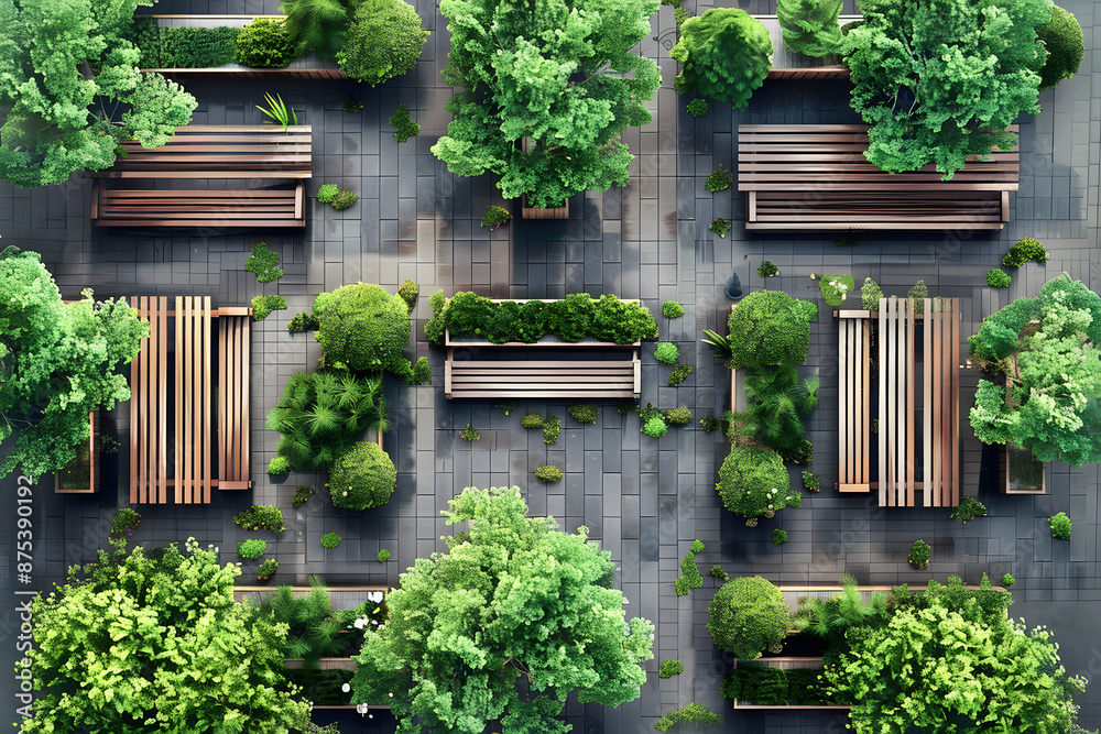 Illustration Stock 'wooden landscaping Collection vector plan view ...