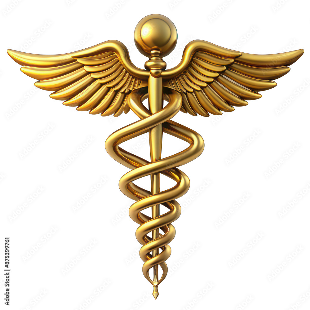 Realistic Caduceus Medical Symbol 3D Model Transparent Background Stock ...
