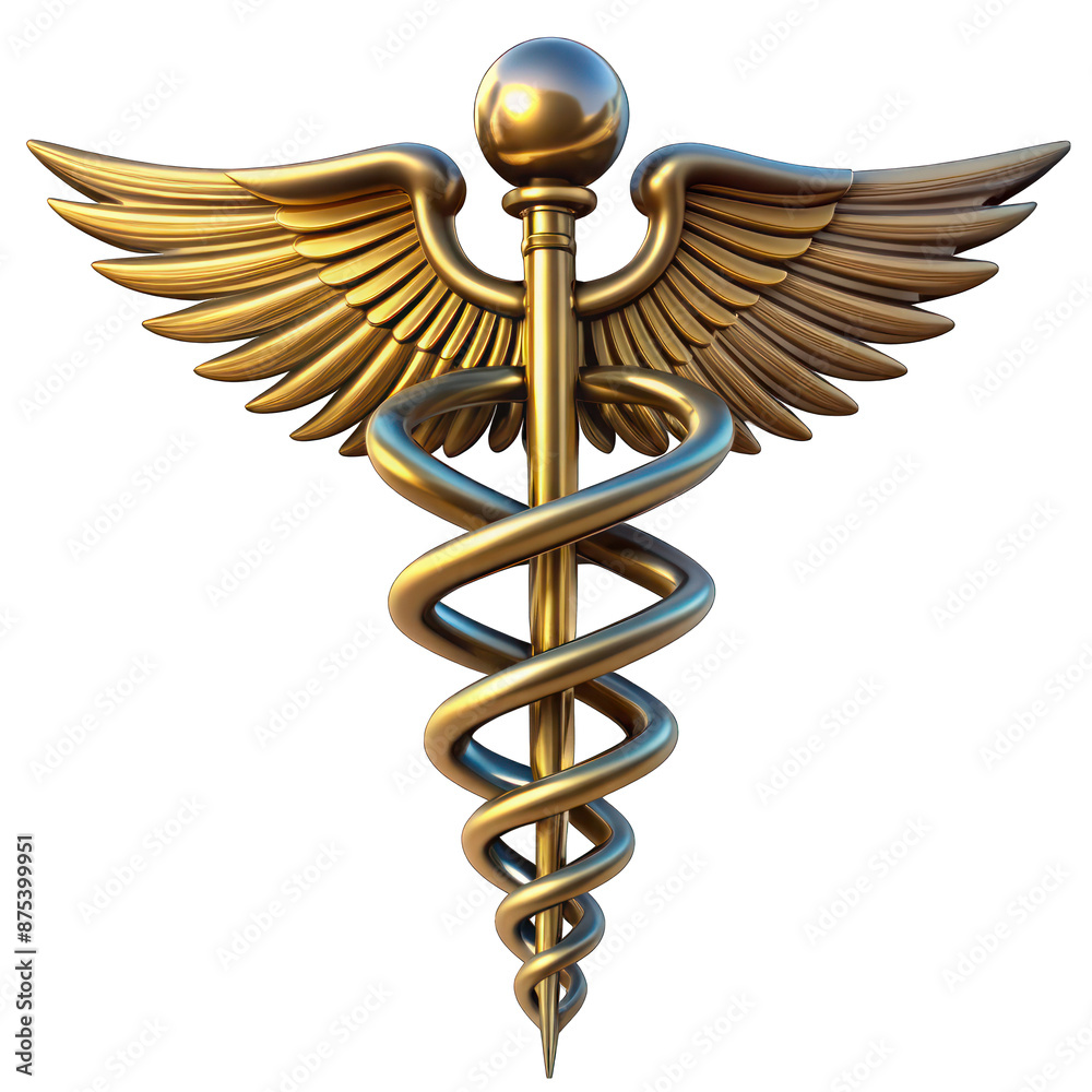 Realistic Caduceus Medical Symbol 3D Model Transparent Background Stock ...