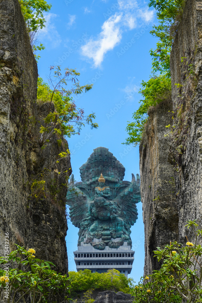 Portrait of the statue of Lord Vishnu against the background of a ...