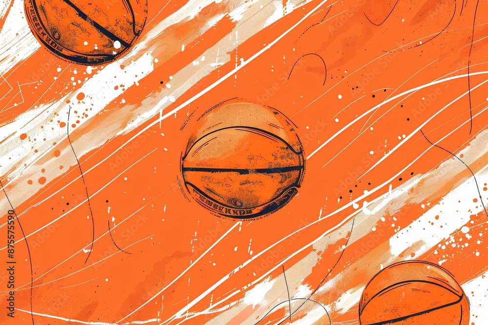 basketball background orange color scheme, simple design, simple lines ...