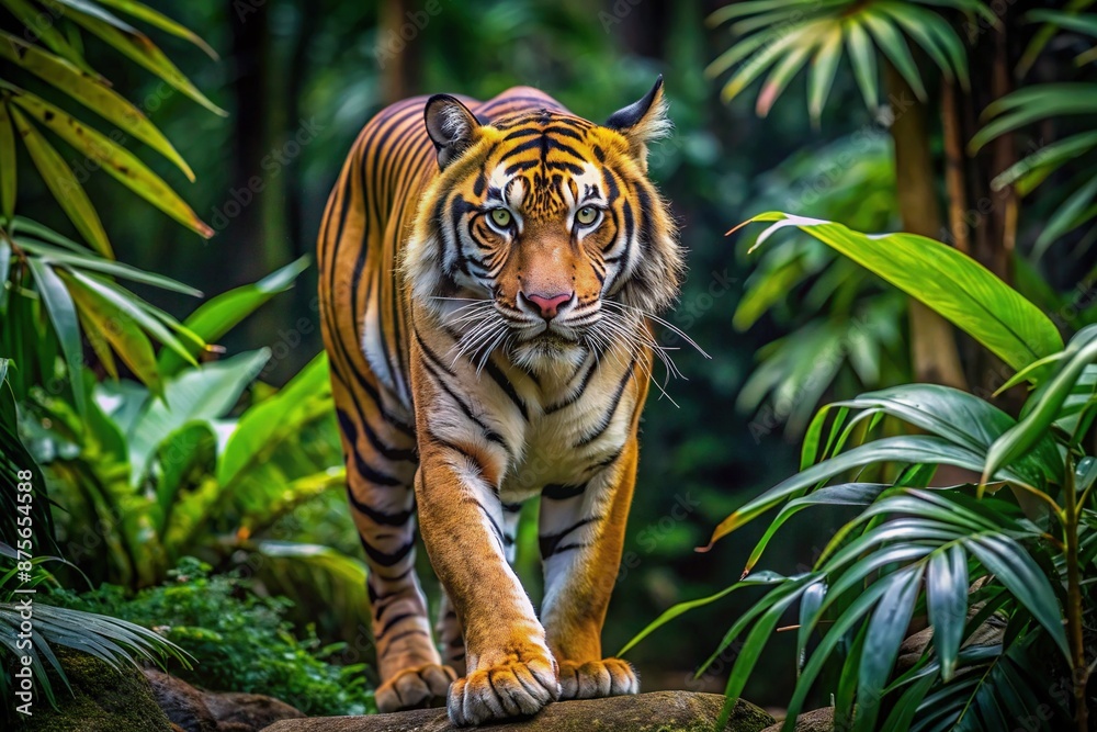 Majestic, ancient Indonesian feline species, Javan tiger, roams freely ...