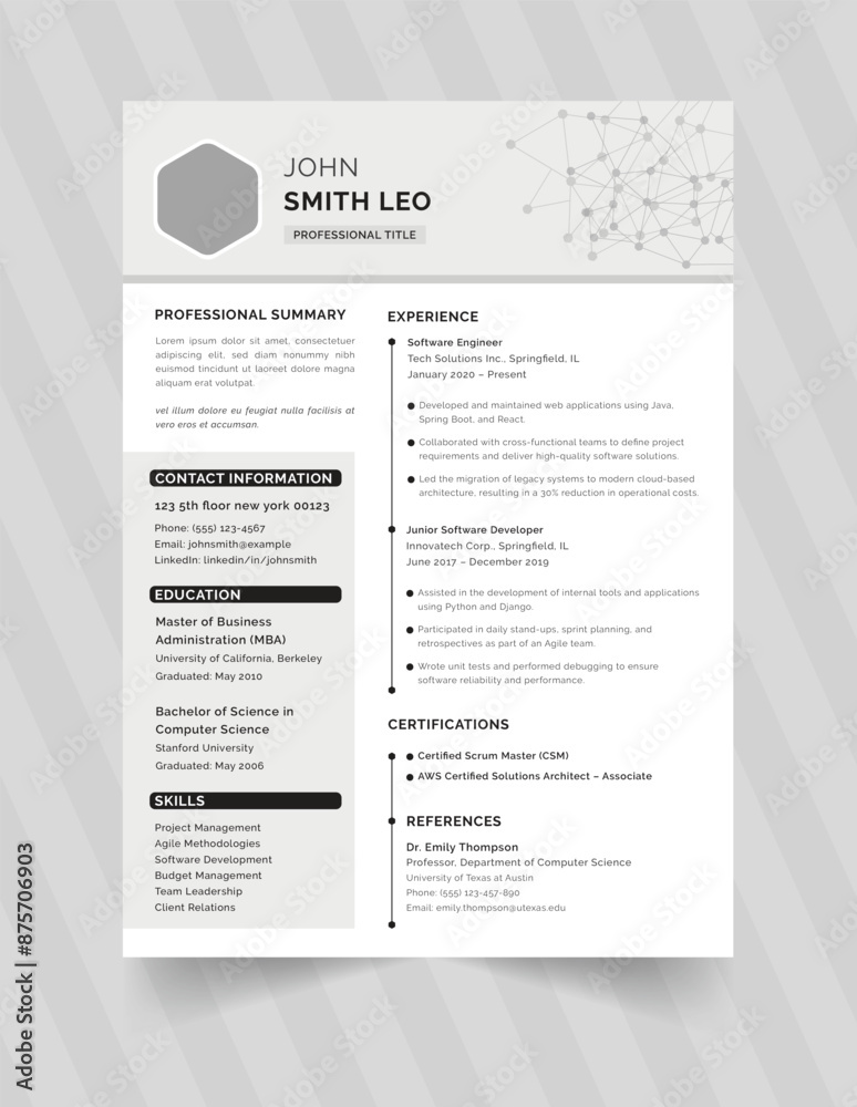 Resume template. Cv professional or designer jobs resumes. Work in best ...