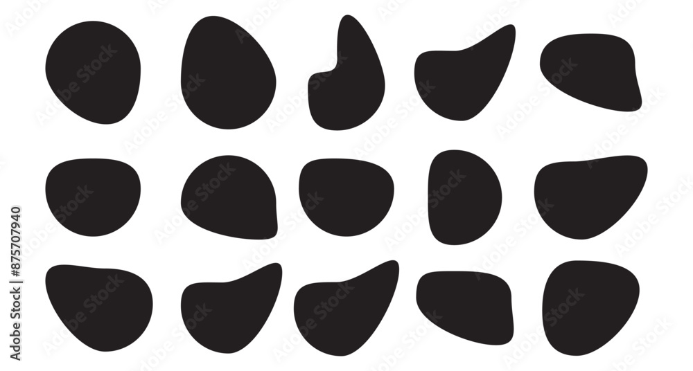 เวกเตอร์ Stock Organic black blobs of irregular shape. Abstract blob ...