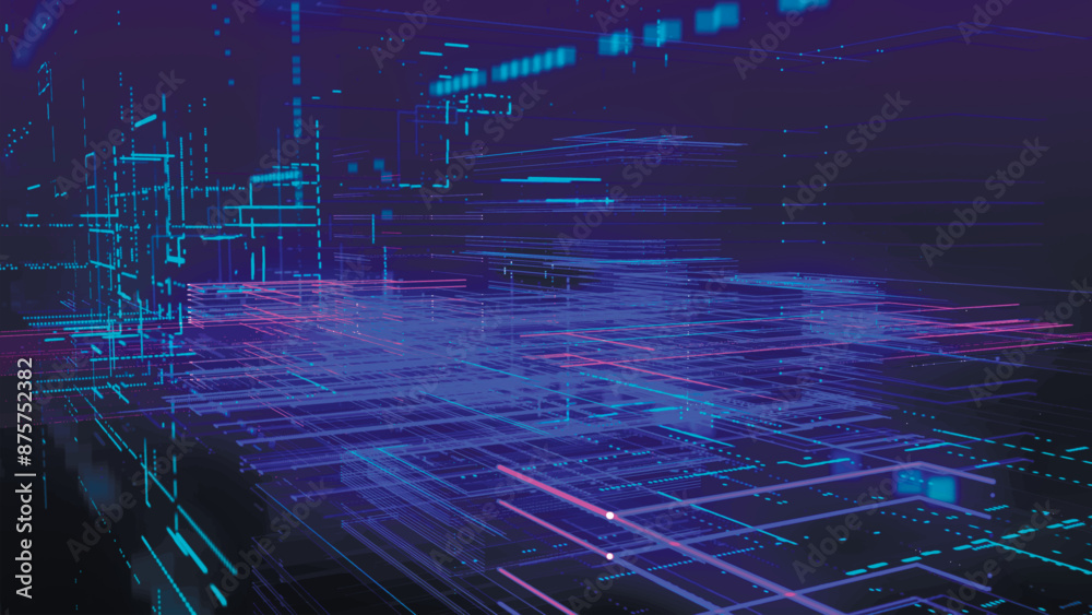 Data flow information. Digital communication concept. Blue futuristic flow. Abstract futuristic ...