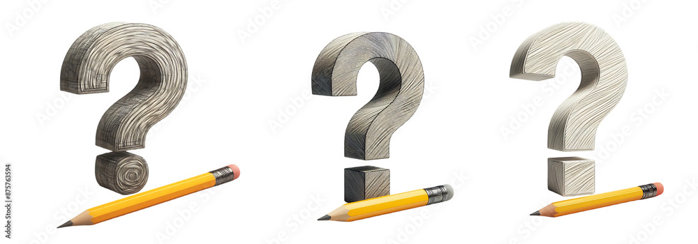 Three Wooden Question Marks with Pencils on White Background ,PNG Stock ...