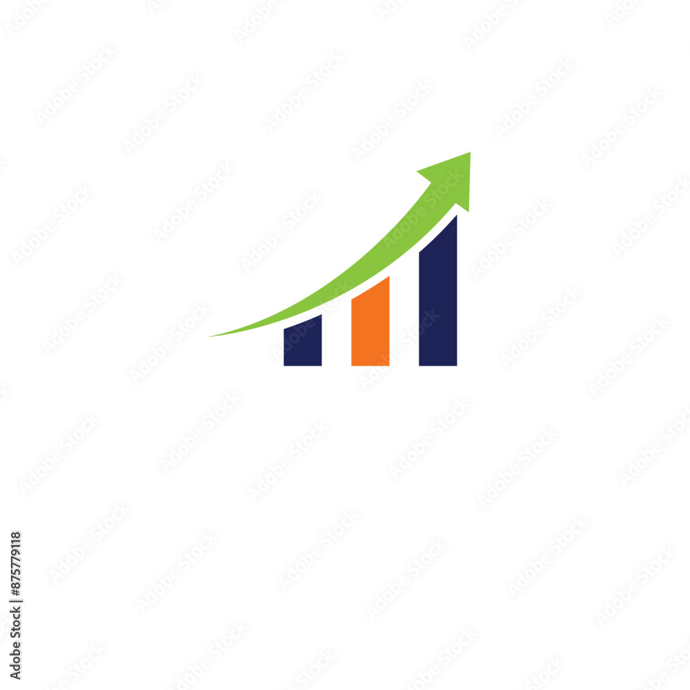 Single arrow growing pointing up on chart graph bars icon, success ...