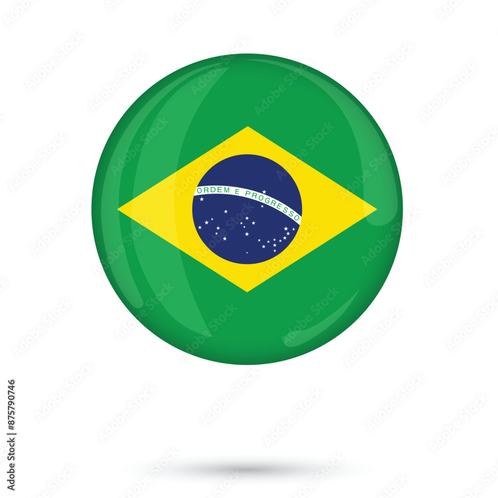 brazil flag. Round brazilian national flag isolated vector illustration ...