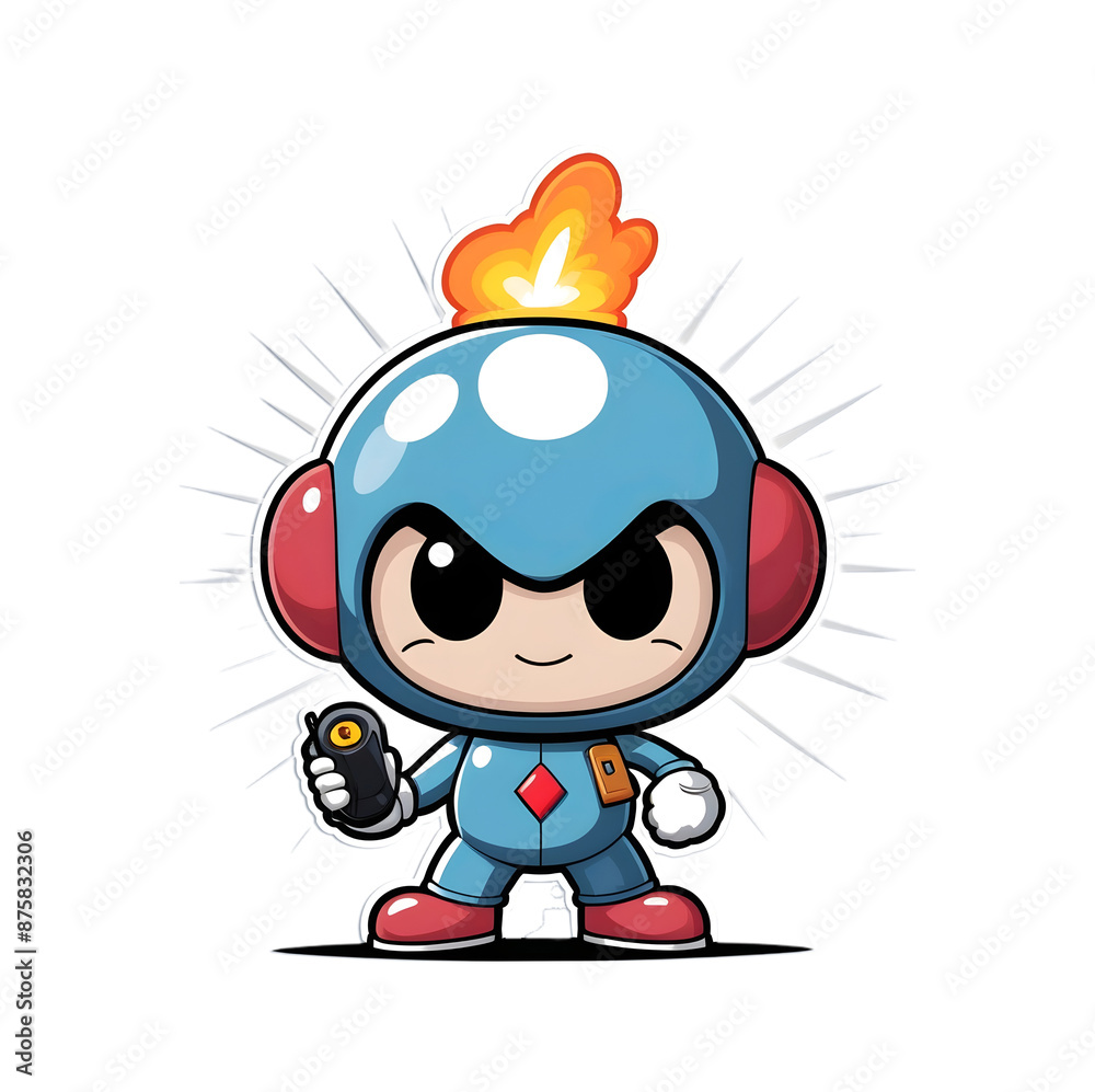 Create a cute and charming logo featuring a flirty male bomb character ...