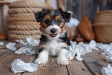 Cute Dog On Crumpled Paper Free Stock Photo - Public Domain Pictures