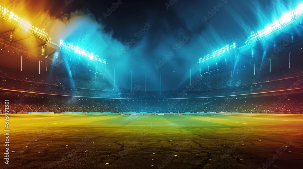 ICC world cup - Cricket stadium background with flag and trophy. Vector ...
