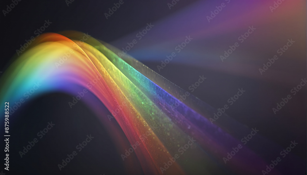 Colored abstract lines of light that visualize the refraction and the ...
