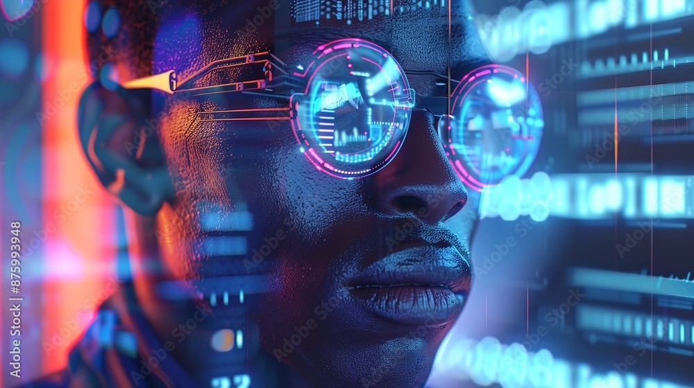 artificial intelligence cyber security threat illustration concept AI ...