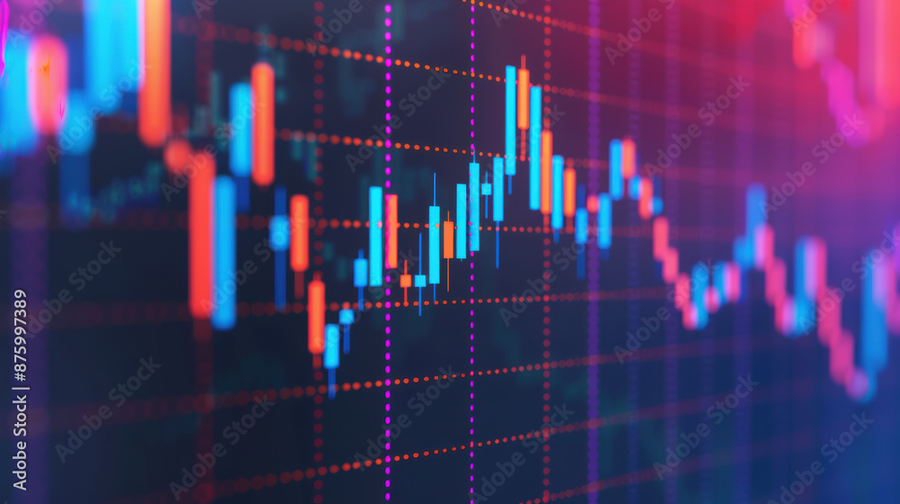 Colorful abstract representation of a financial stock market chart ...