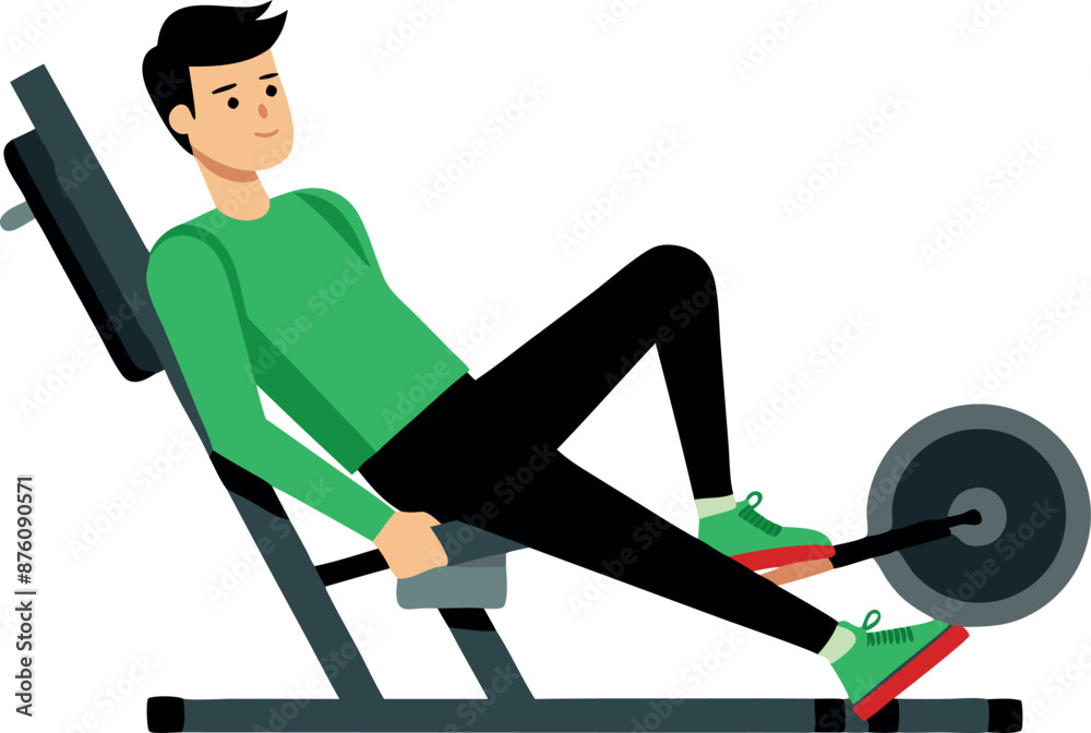 An individual using a leg press machine, illustrating a workout session ...