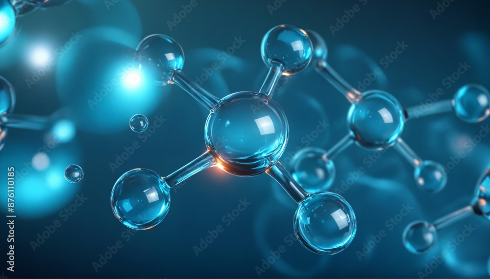 Microscopic view of molecular structures in medical research, chemical ...