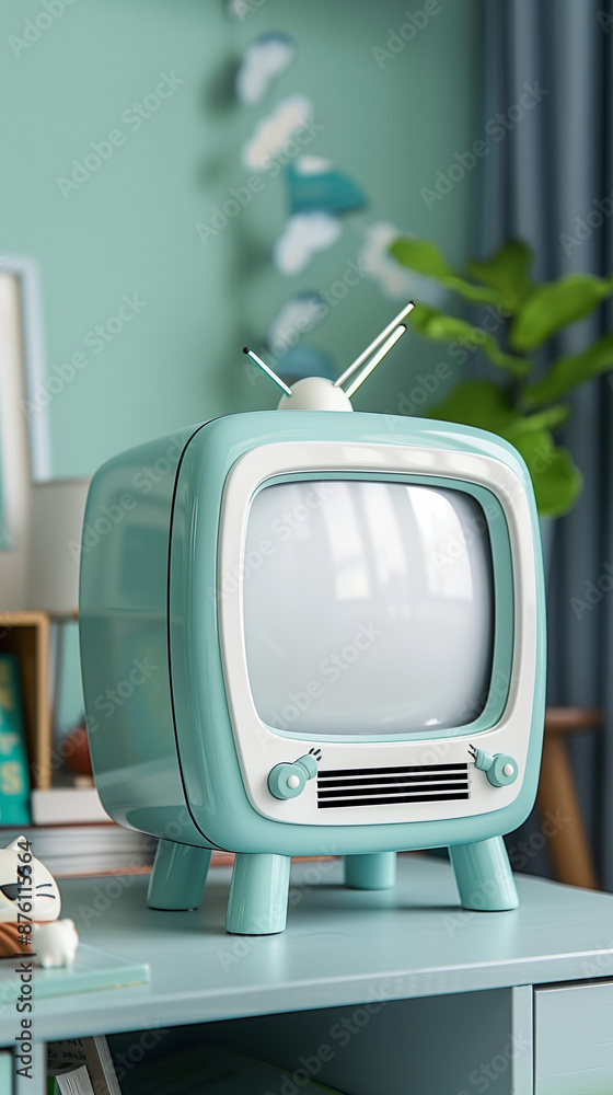 Mini kawaii pastel blue cute television playful square antenna mini ...