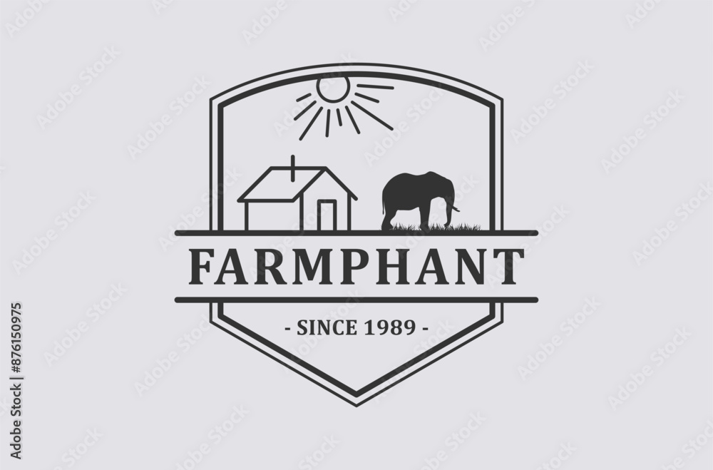 elephant farm logo mark premium vector Stock Vector | Adobe Stock