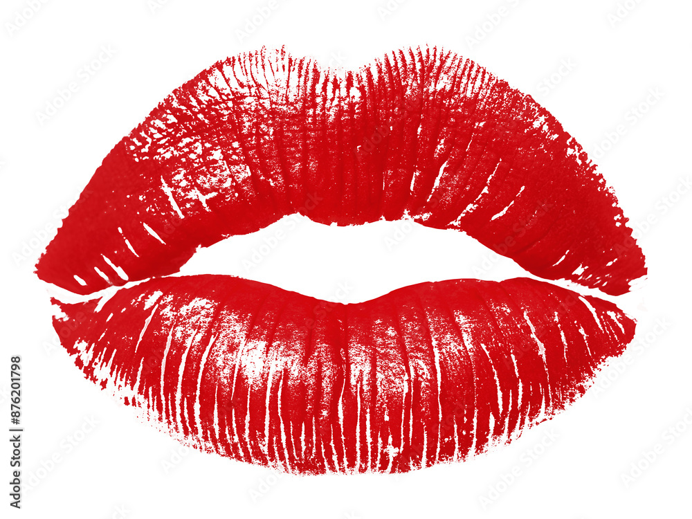 Red lipstick mark kiss isolated on transparent white background, png Lipstick kiss mark Stock ...