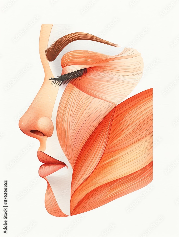Detailed illustration of the SMAS facelift technique, showing muscle ...