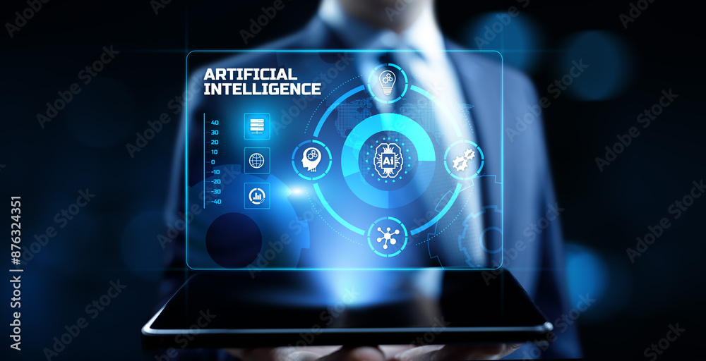 AI Artificial intelligence Neural network Machine learning modern technology concept ...