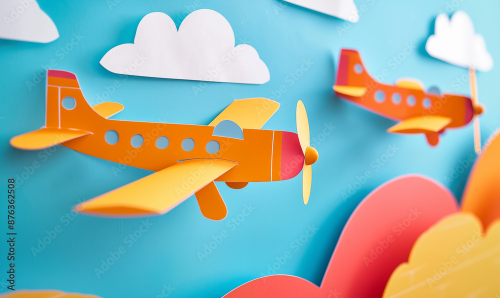 3d paper Airplane display scene Stock Illustration | Adobe Stock