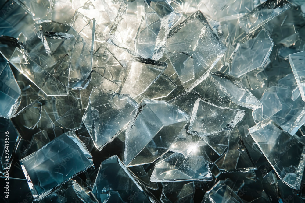 Abstract background texture of broken glass shards, captured with high ...