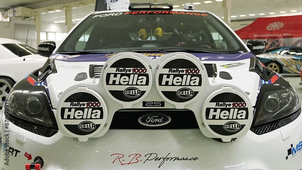 Front mask of Ford Focus, compact C-segment car, modified for rally ...