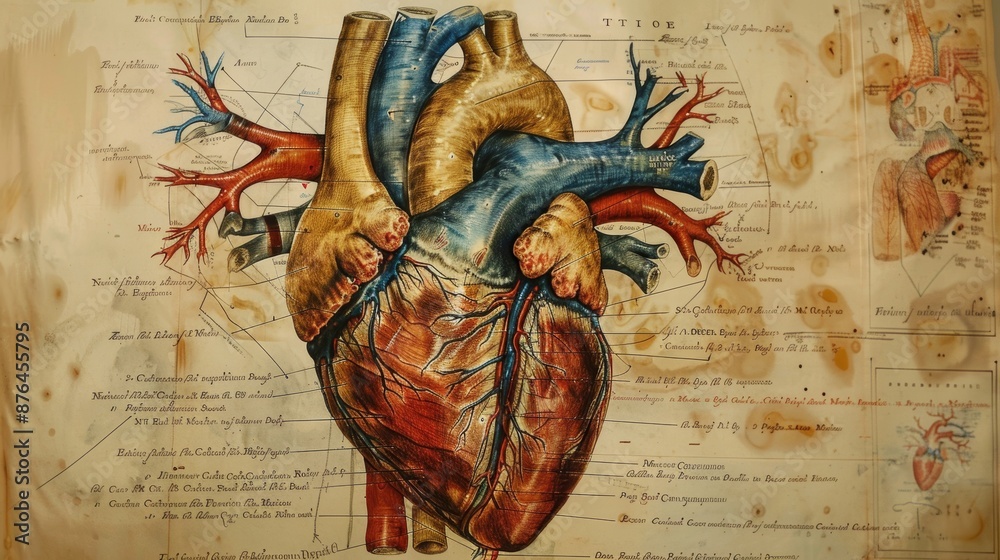 Annotated Diagram of Human Heart Illustrating Blood Flow for ...