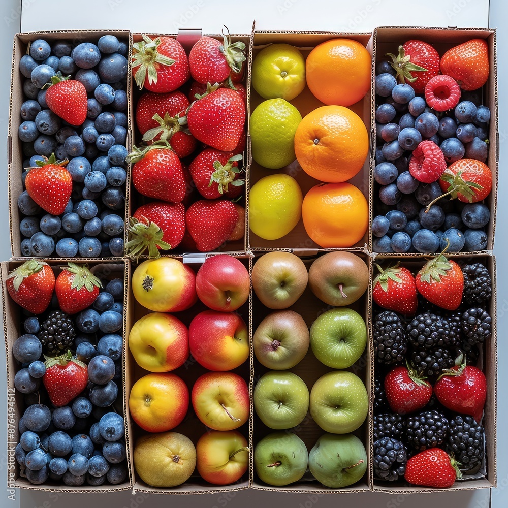 The kraft paper carton packaging has partitions of different sizes, and ...