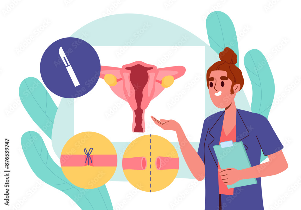 Umbilical cord cutting. Woman in medical uniform near umbilical cord ...